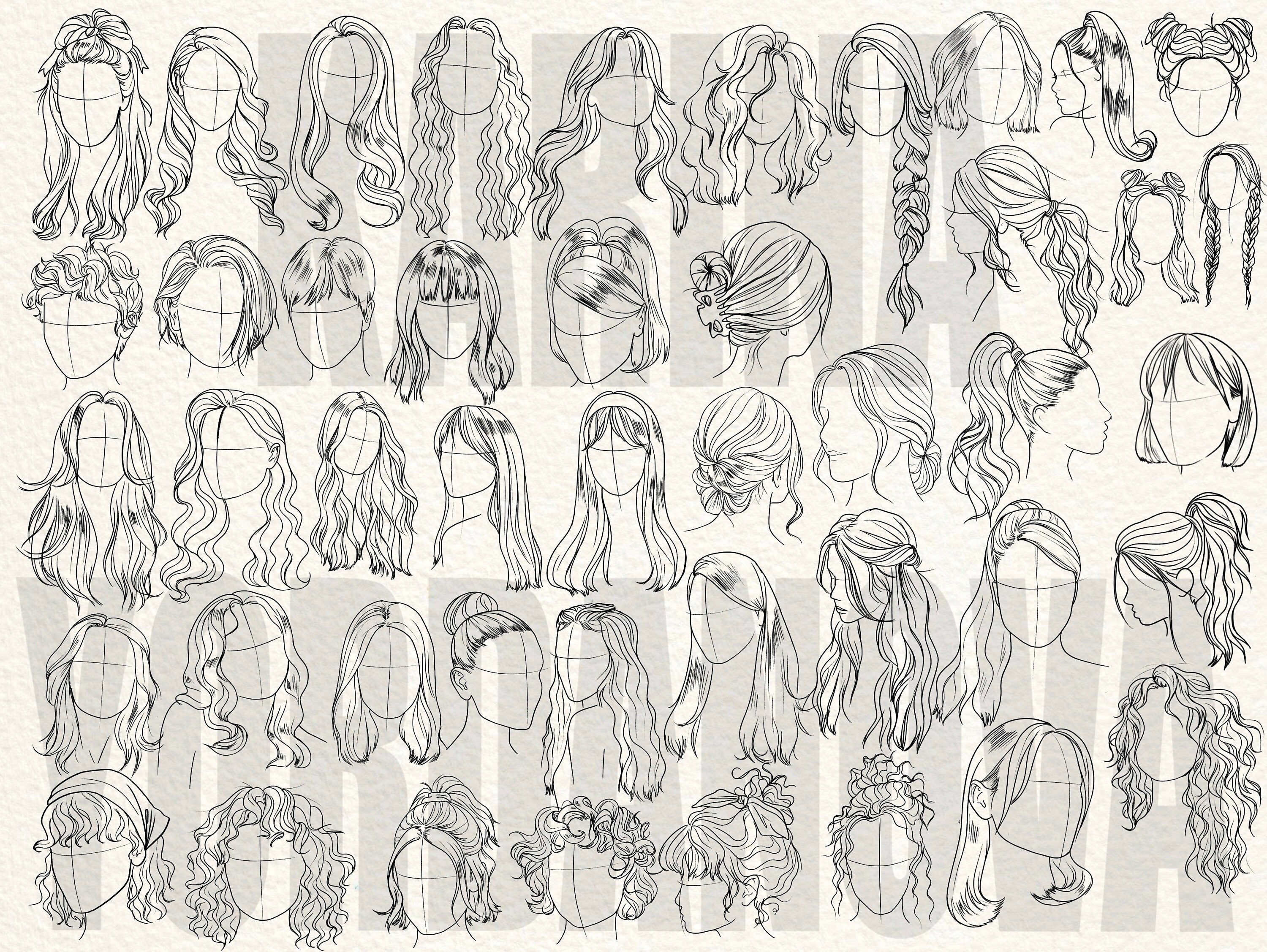 45 Hairstyle Stamp Brushes Perfect for Beginners FOR - Etsy