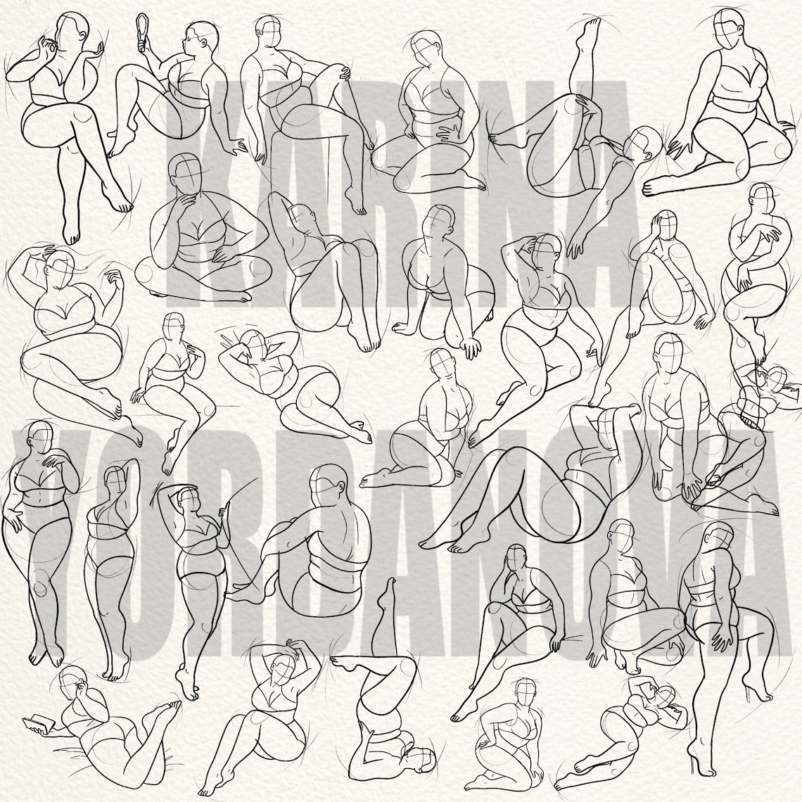 30 Plus-size Classic Pin up Poses Stamp Brushes Perfect for - Etsy
