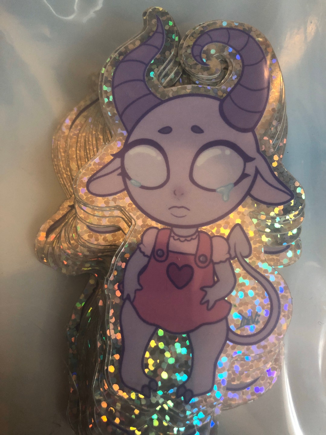Cute Glitter Pastel Kawaii Crybaby Chibi Demon Girl Sticker - Etsy