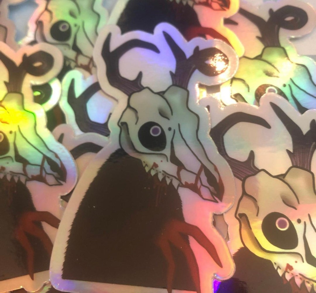 Holographic Spooky Deer Skull Horror Wendigo Sticker - Etsy