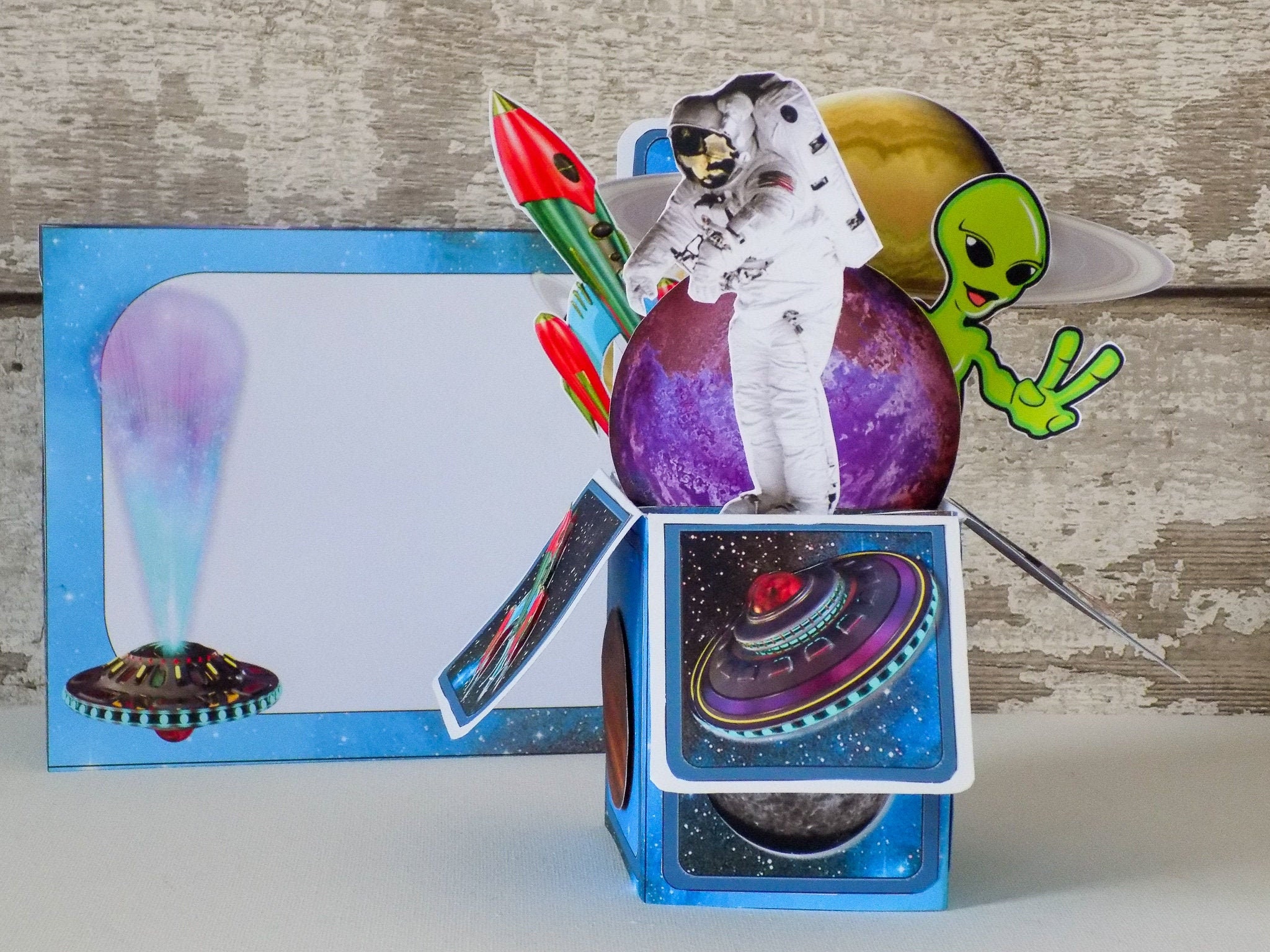 Astronaut Birthday Card Aliens Pop up Box Card for Kids - Etsy
