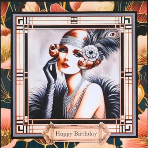Art Deco Roaring 20s Birthday Card Women, Roaring 20s Flapper Lady ...