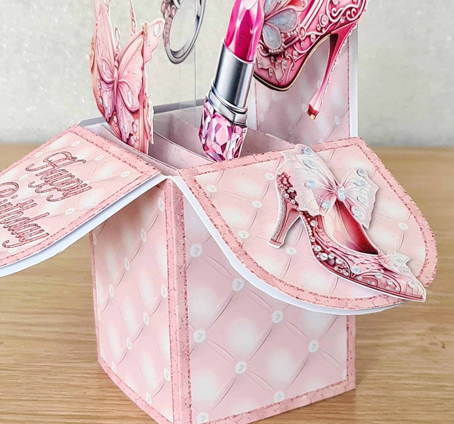 Glam Pop-up Birthday Card, Fashion Handbag, Shoe, Butterfly, Cards for ...