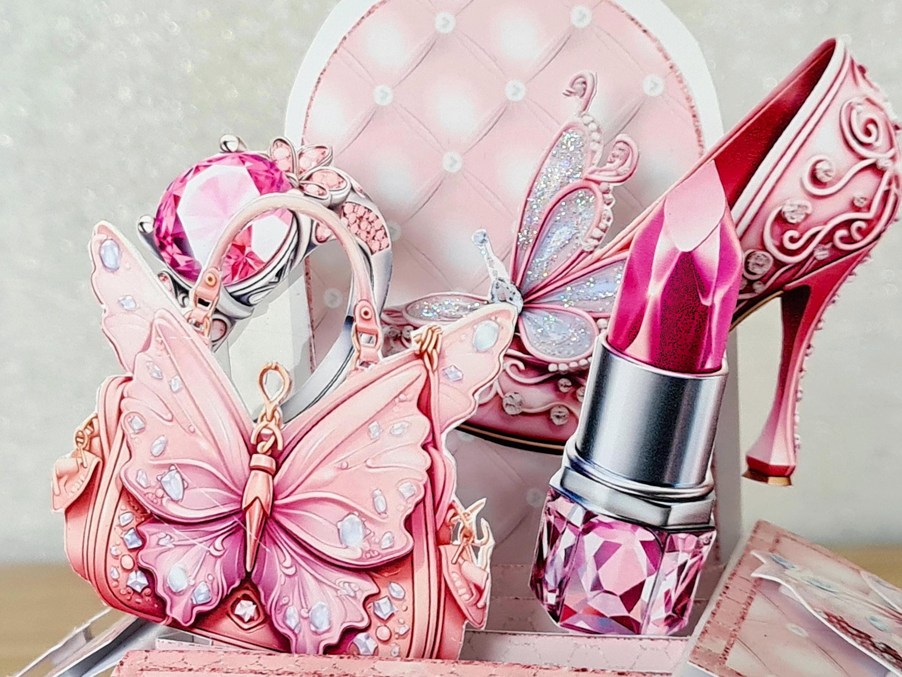 Glam Pop-up Birthday Card, Fashion Handbag, Shoe, Butterfly, Cards for ...