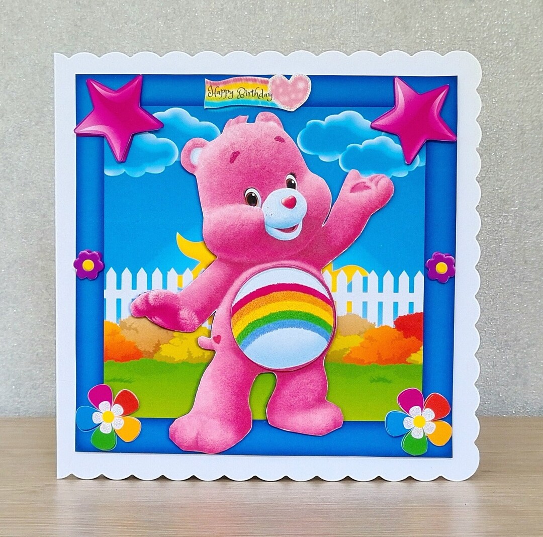 Carebear Birthday Card, Children's Cute Handmade Gift - Etsy