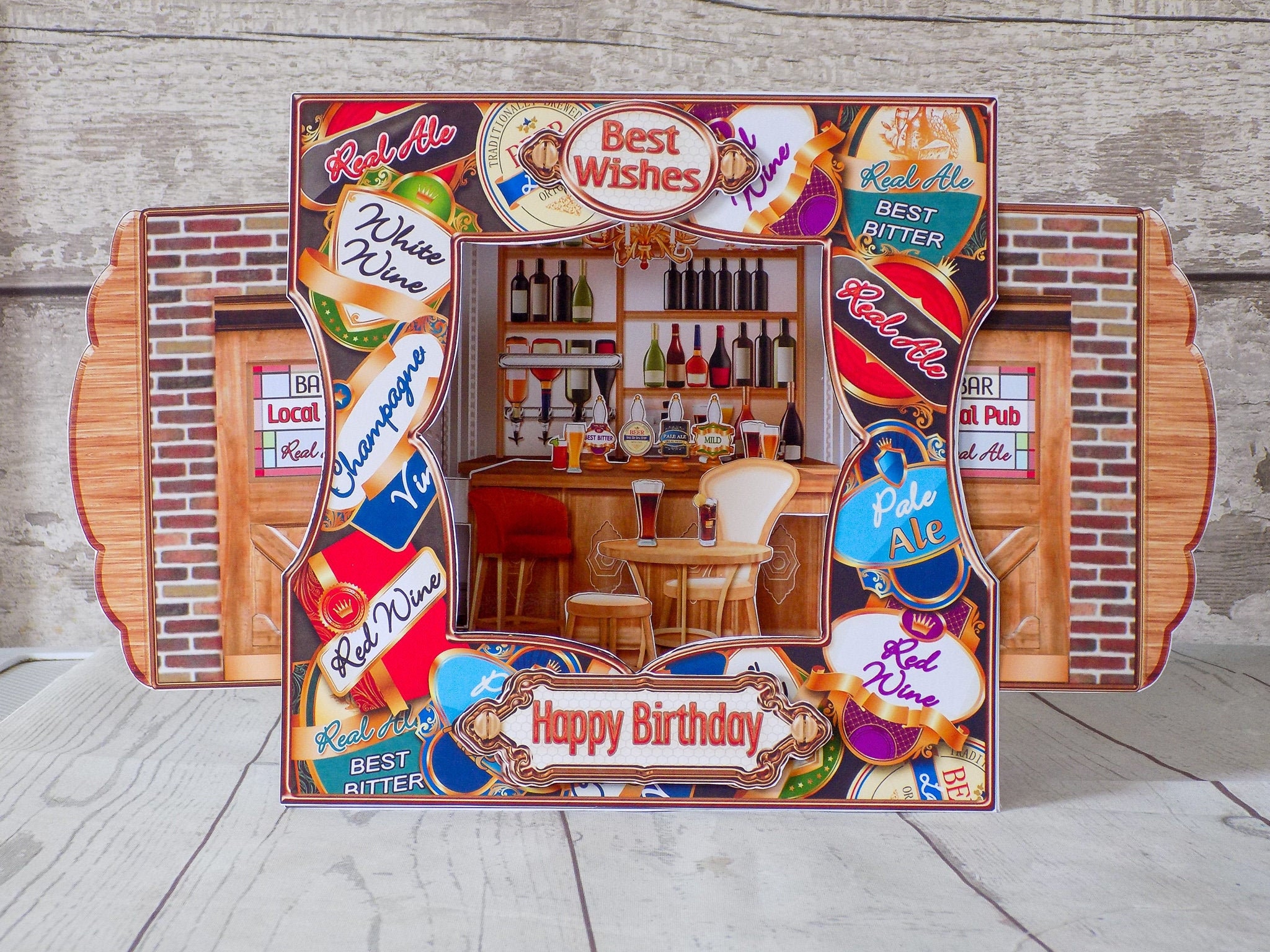 Men's Birthday Card, Pub 3D Pop up Card, Adult Cards for Him, Beer ...