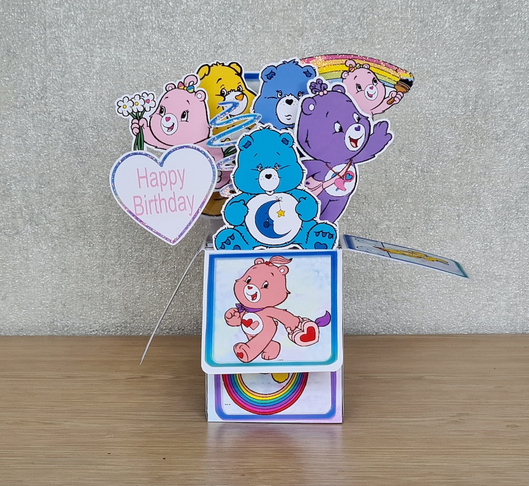 Care Bears Birthday Card, Children's Pop up Card, Handmade Personalised ...