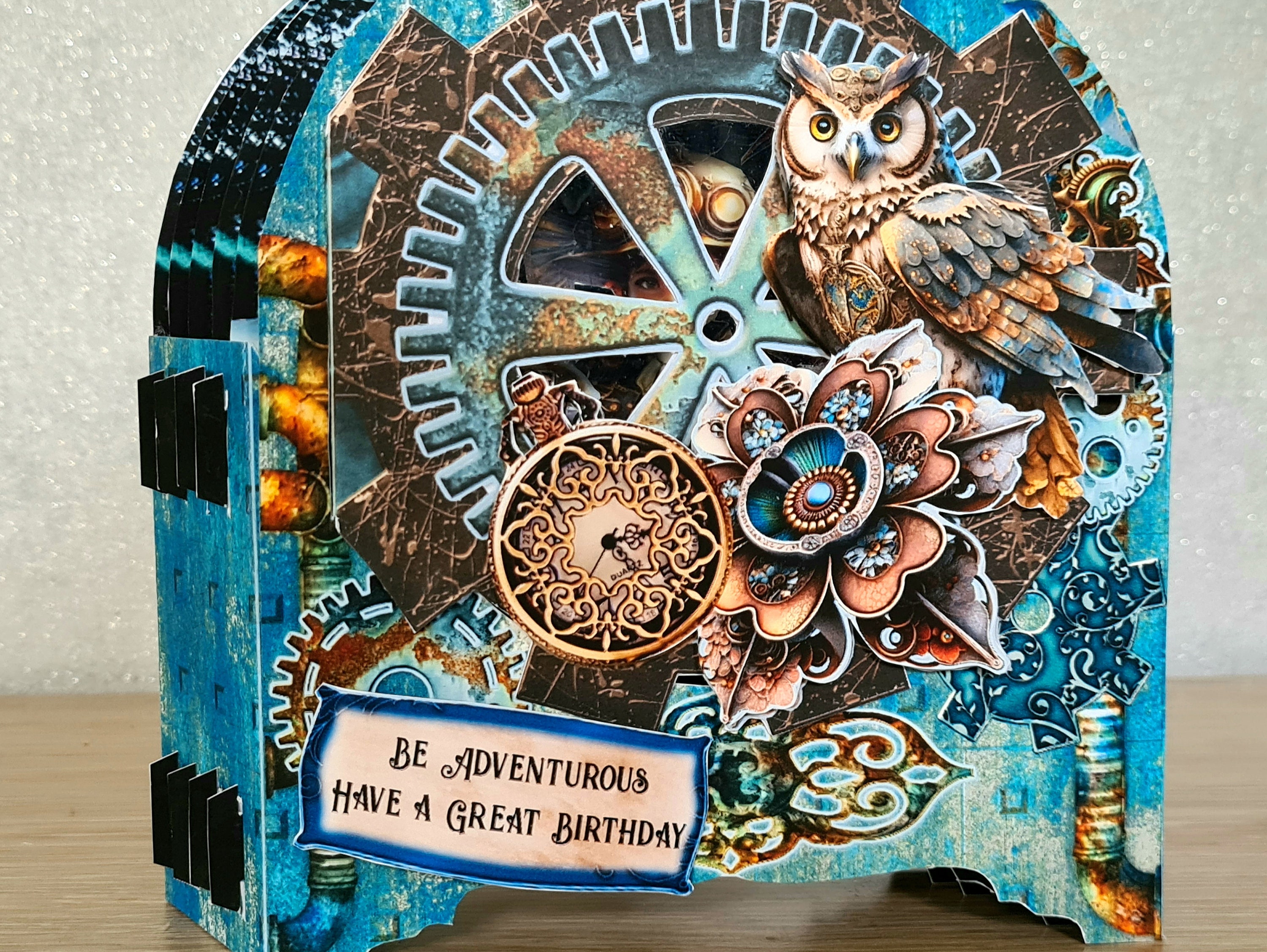 Handmade Steampunk Owl 3D Pop-up Birthday Card - Etsy UK