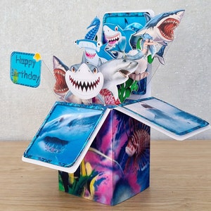 Birthday Pop up Shark Card, Personalised Birthday Cards for Him, Jaws ...