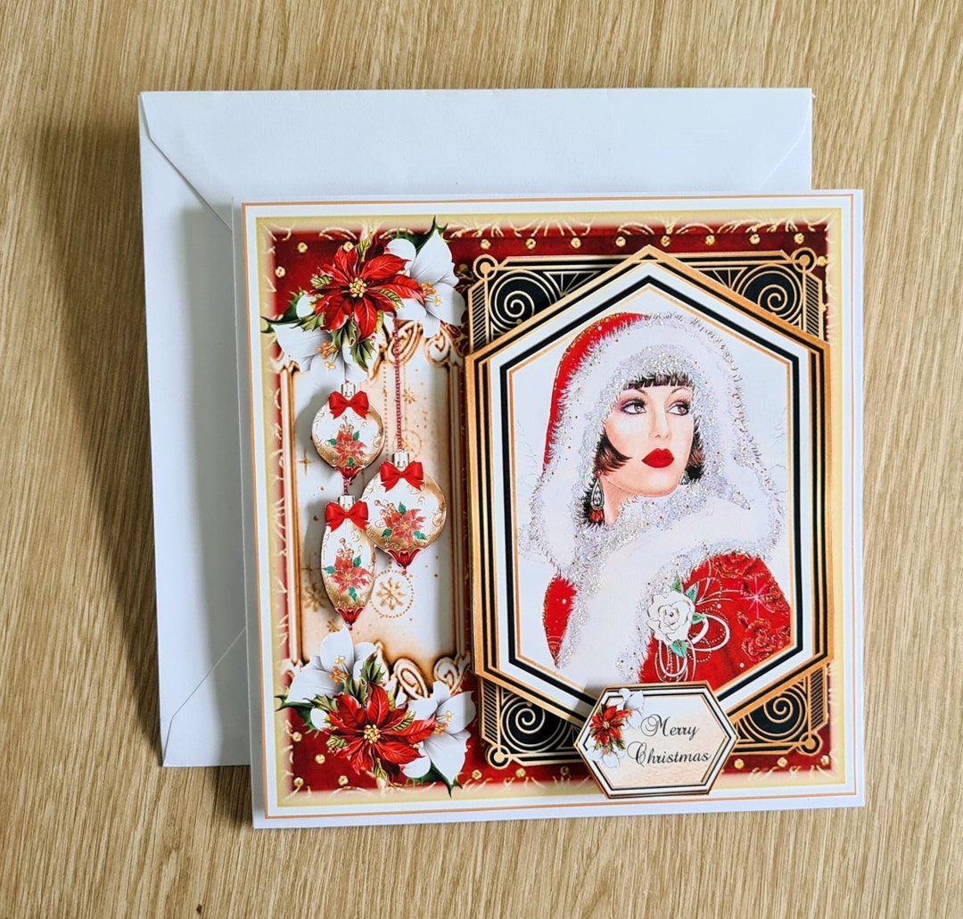 Elegant Art Deco Christmas Card, Personalised Christmas Gift for Friend ...