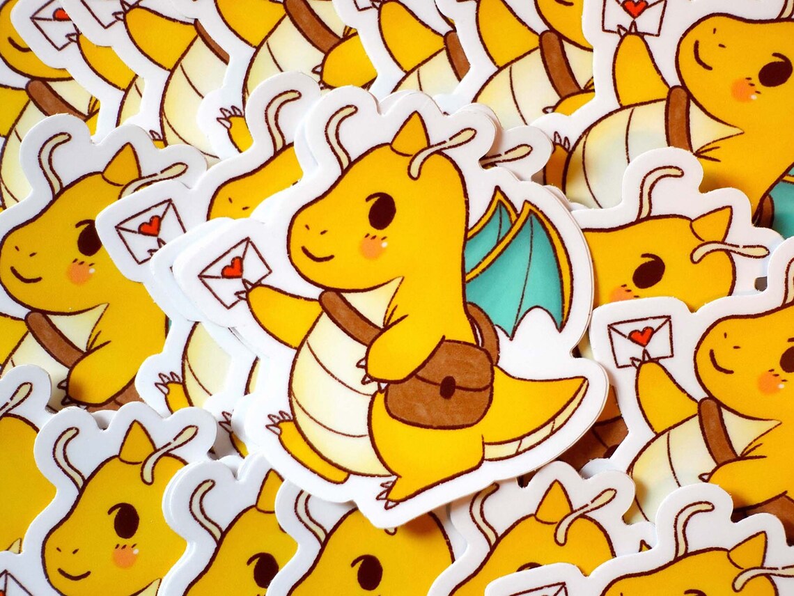 Mail Man Dragonite Waterproof Sticker Illustrations by | Etsy