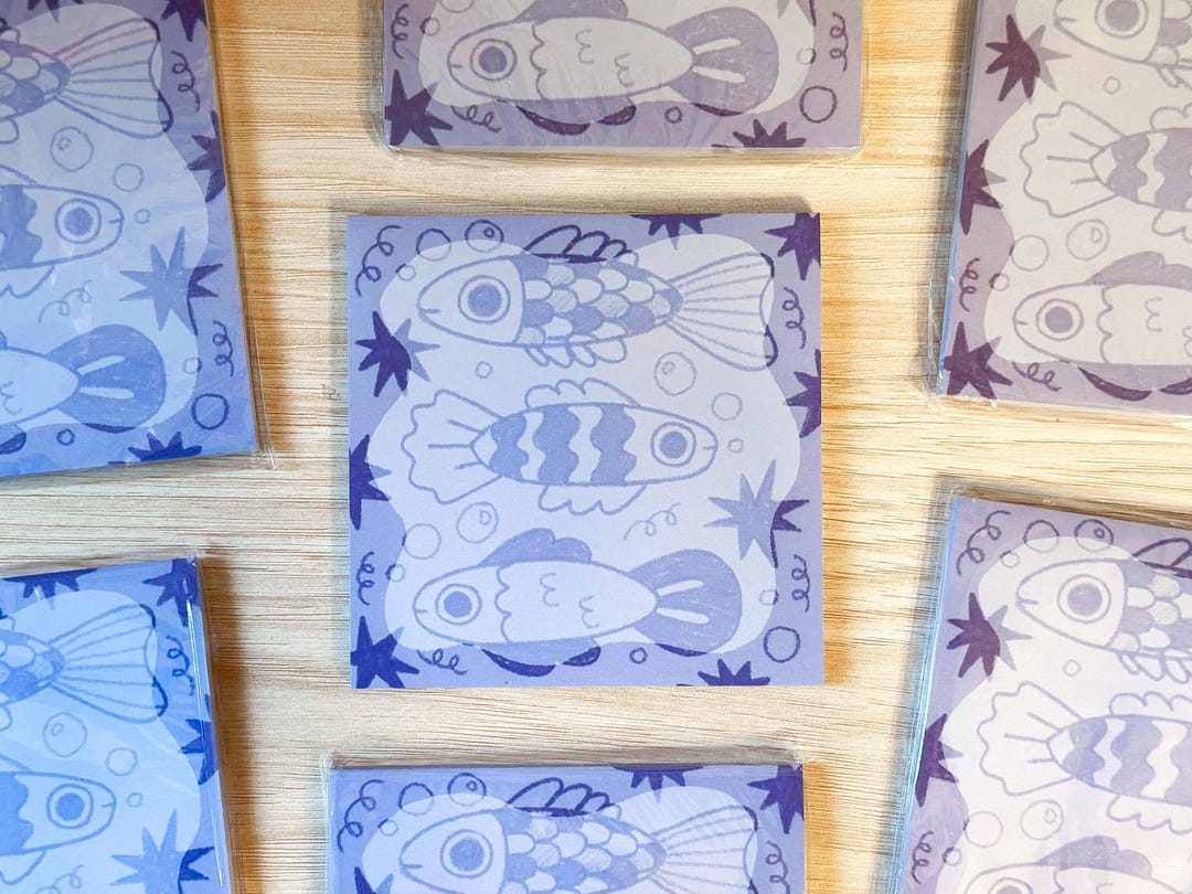 Fishies Notepad - Memo Pad - Sticky Notes - Illustrations by Alex ...