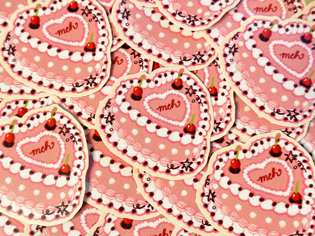 Meh Cake - Waterproof Sticker ~ Illustrations by Alex Martinez Art - Etsy