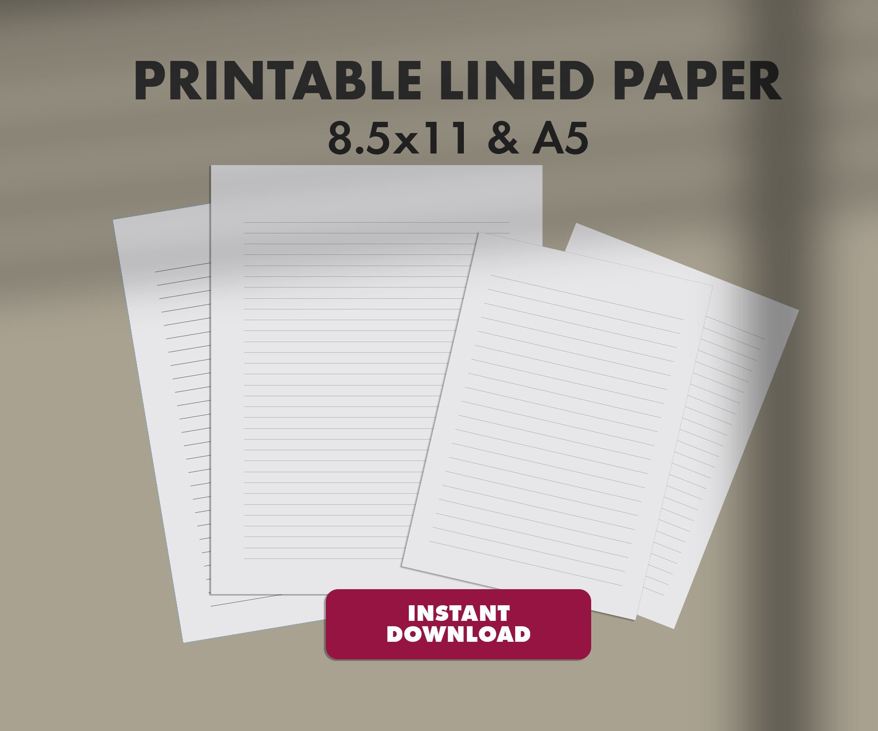 Printable Lined Paper Printable Letter 8.5x11 Printable A5 - Etsy UK