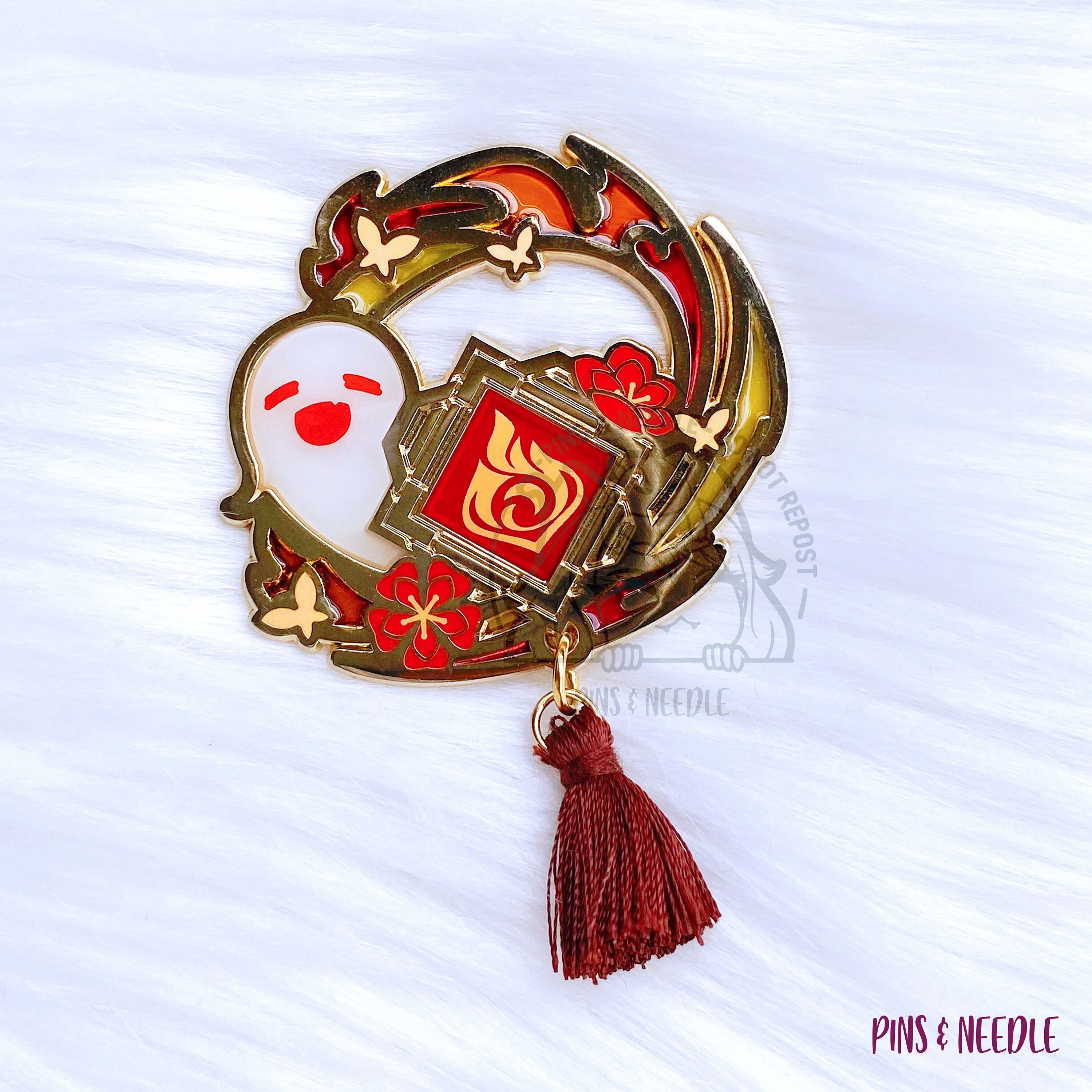 Hu Tao Vision | Hard Enamel Pin, Lapel Pin, Stained Glass, Resin ...