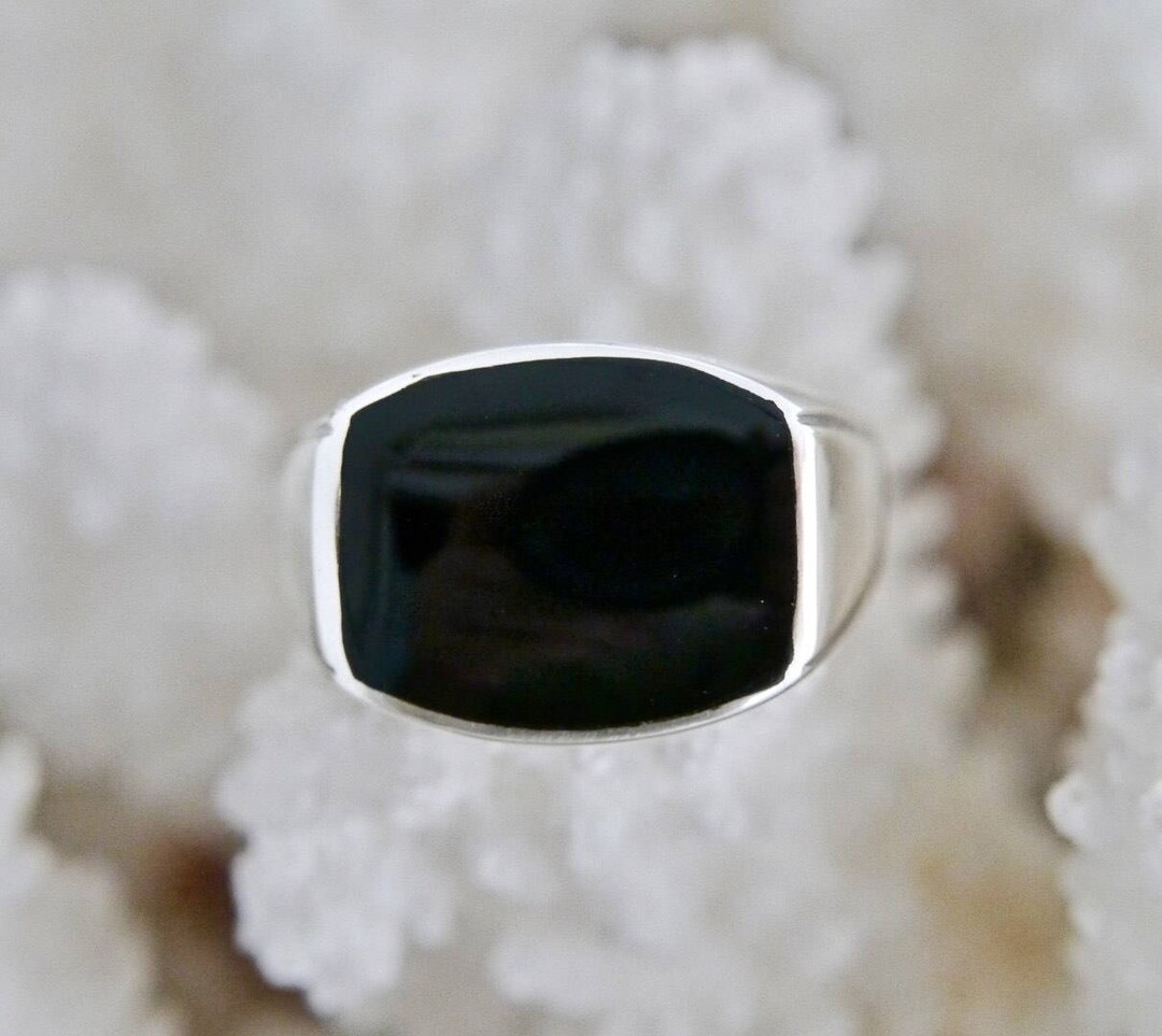 Whitby Jet Ring Handmade in Silver - Gents Ring - Etsy
