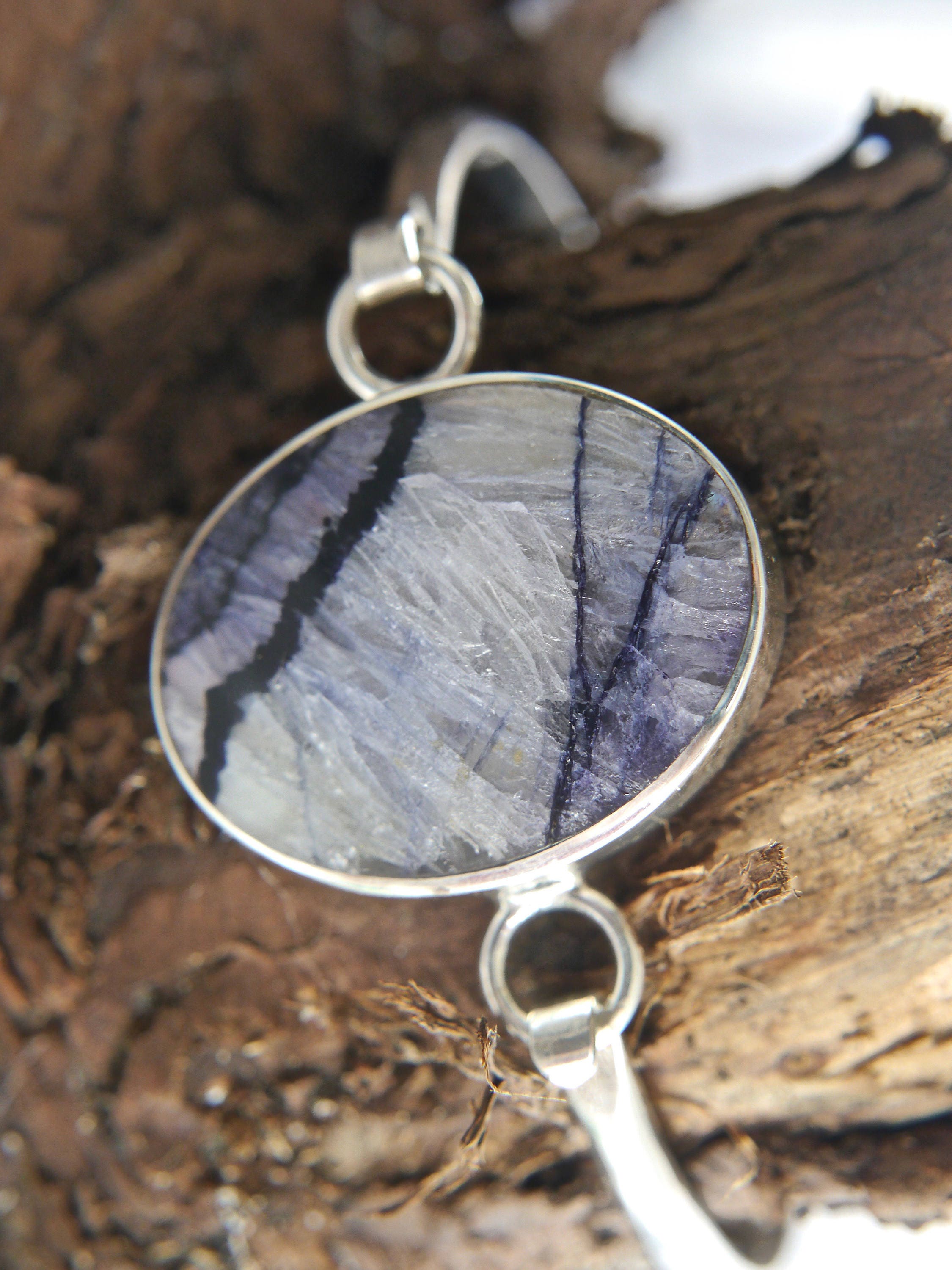 Blue John Bangle Handmade Sterling Silver Tension Bangle | Etsy