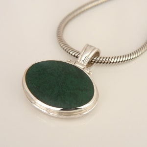 Whitby Jet & Verdite Double Sided Pendant Sterling Silver Handmade - Etsy