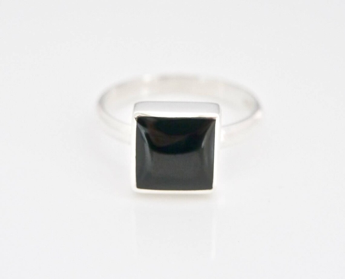 Whitby Jet Ring Handmade Ring Silver Square - Etsy UK
