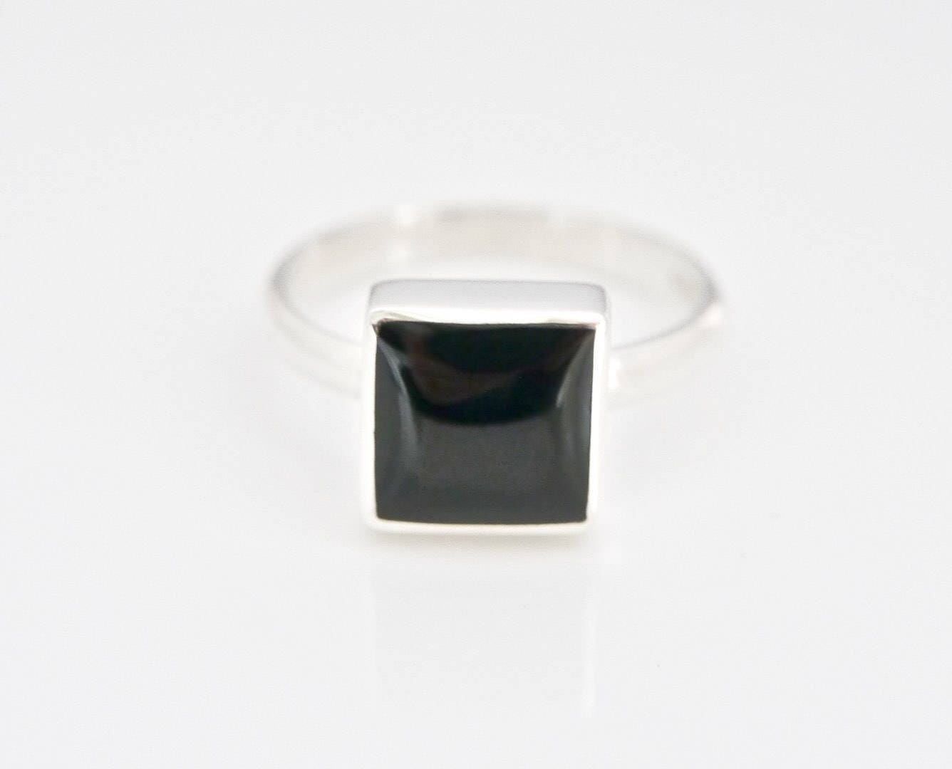 Whitby Jet Ring Handmade Ring Silver Square - Etsy UK