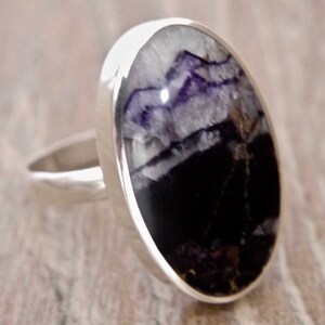 Blue John Ring Handmade Silver Ring Set With an Oval Blue John Stone - Etsy