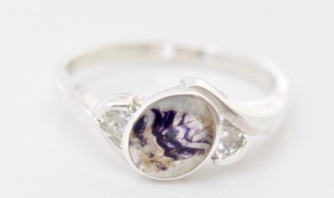Blue John Ring and Cubic Zirconia Stones Handmade Sterling Silver Ring ...