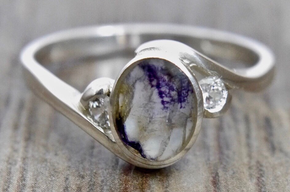Blue John Ring and Cubic Zirconia Stones Handmade Sterling | Etsy