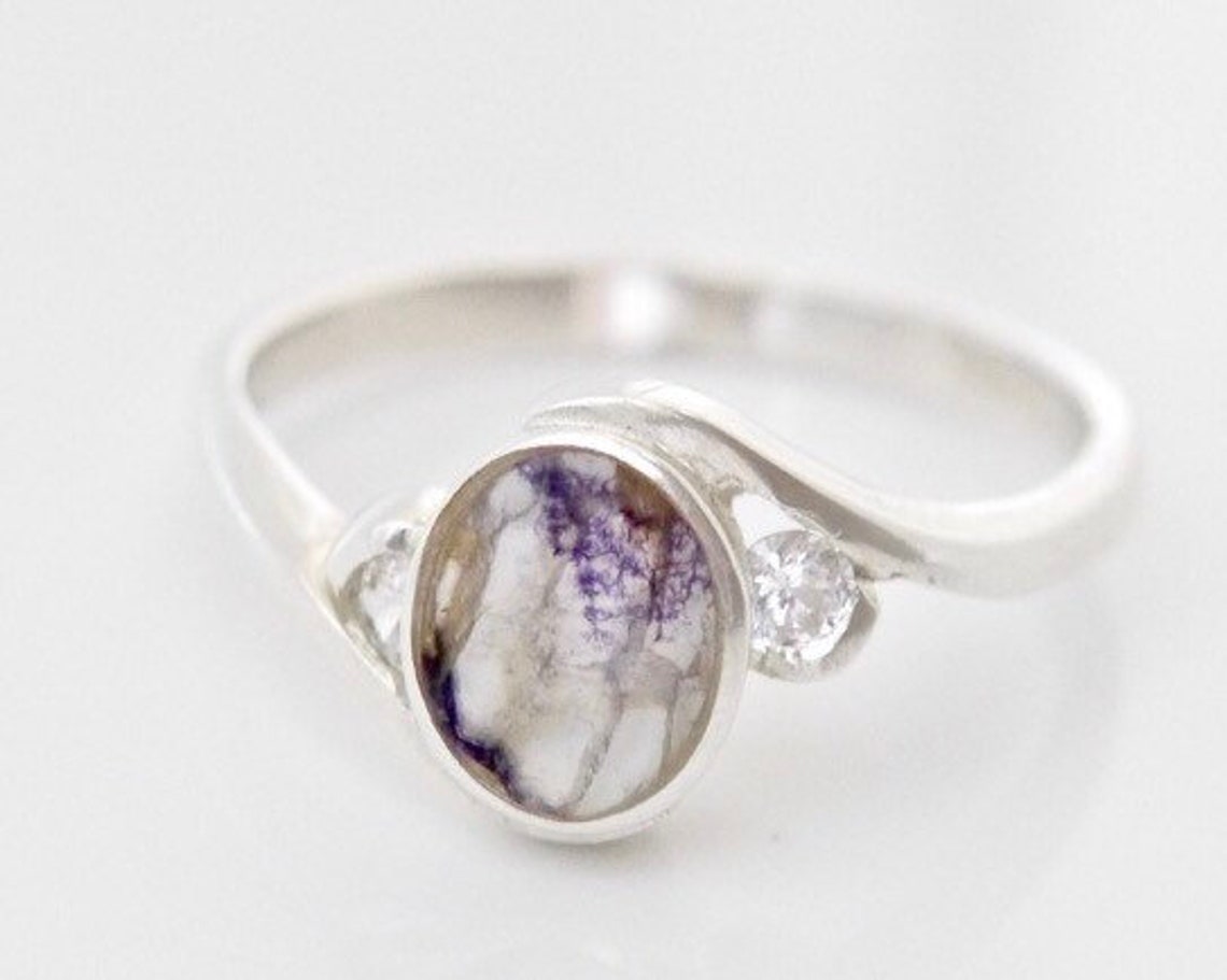 Blue John Ring and Cubic Zirconia Stones Handmade Sterling | Etsy