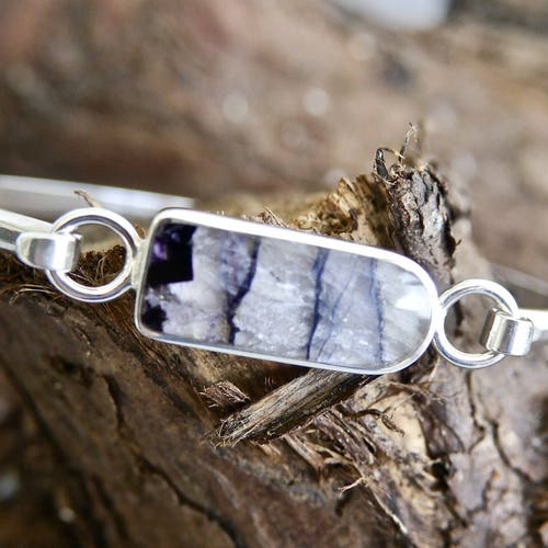 Blue John Bangle Handmade Sterling Silver Tension Bangle Set - Etsy