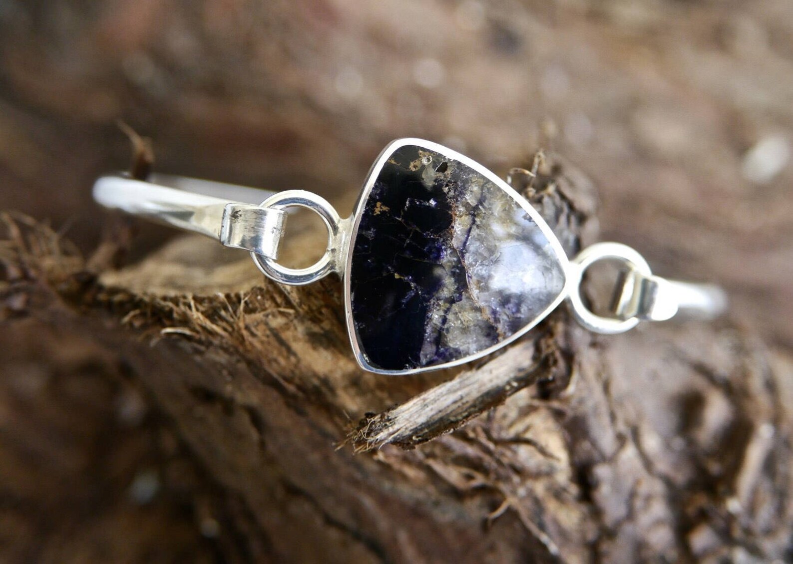 Blue John Bangle Handmade Sterling Silver Tension Bangle Set - Etsy
