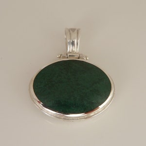 Whitby Jet & Verdite Double Sided Pendant Sterling Silver Handmade - Etsy