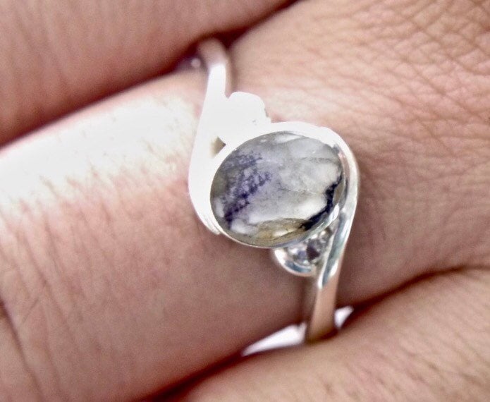 Blue John Ring and Cubic Zirconia Stones Handmade Sterling | Etsy