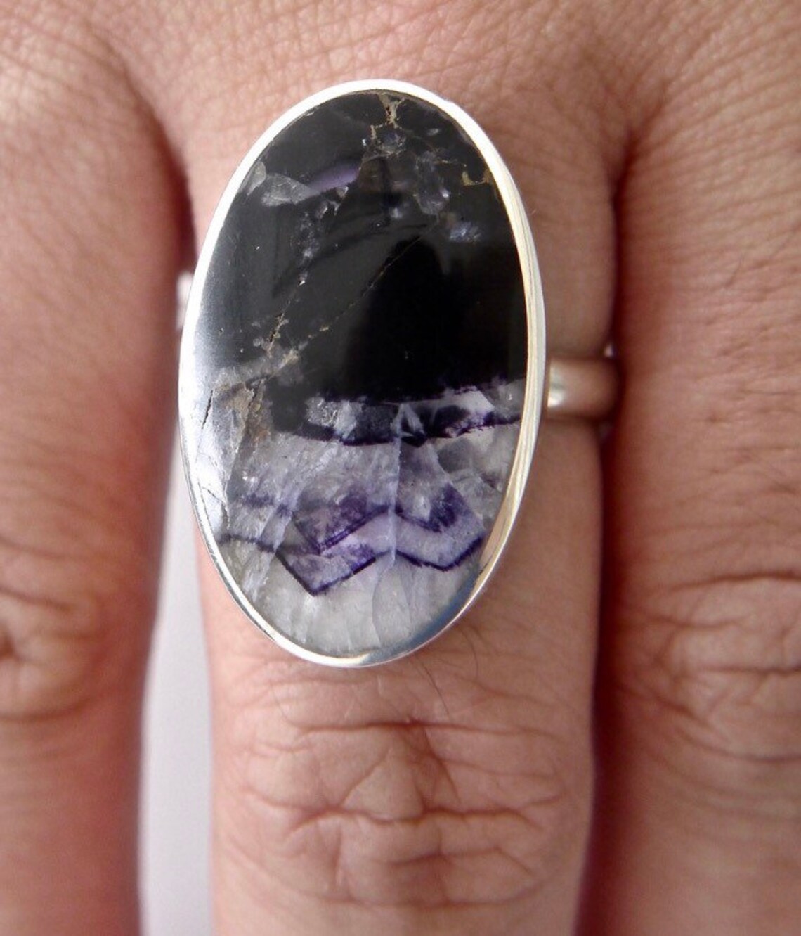 Blue John Ring Handmade Silver Ring set with an Oval Blue | Etsy