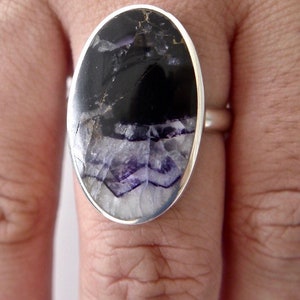 Blue John Ring Handmade Silver Ring Set With an Oval Blue John Stone - Etsy