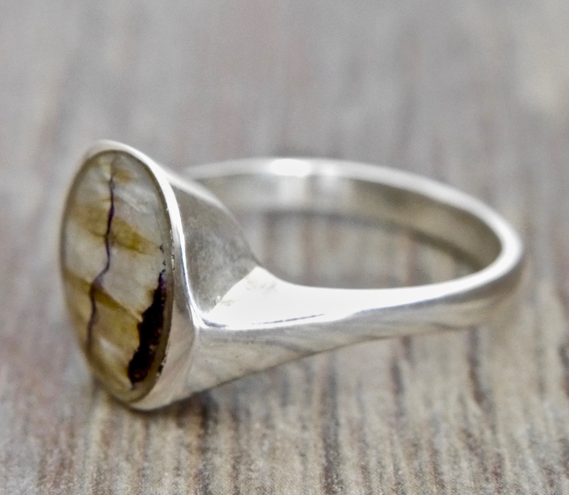 Blue John Ring Womens Ring Handmade Silver Ring Oval Stone | Etsy