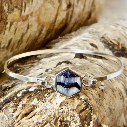 Blue John Bangle Handmade Sterling Silver Tension Bangle Set - Etsy