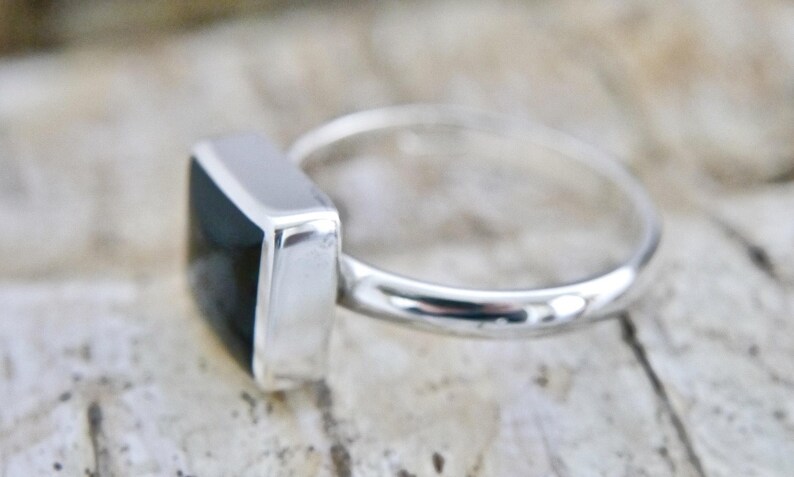 Whitby Jet Ring Handmade Ring Silver Square - Etsy UK