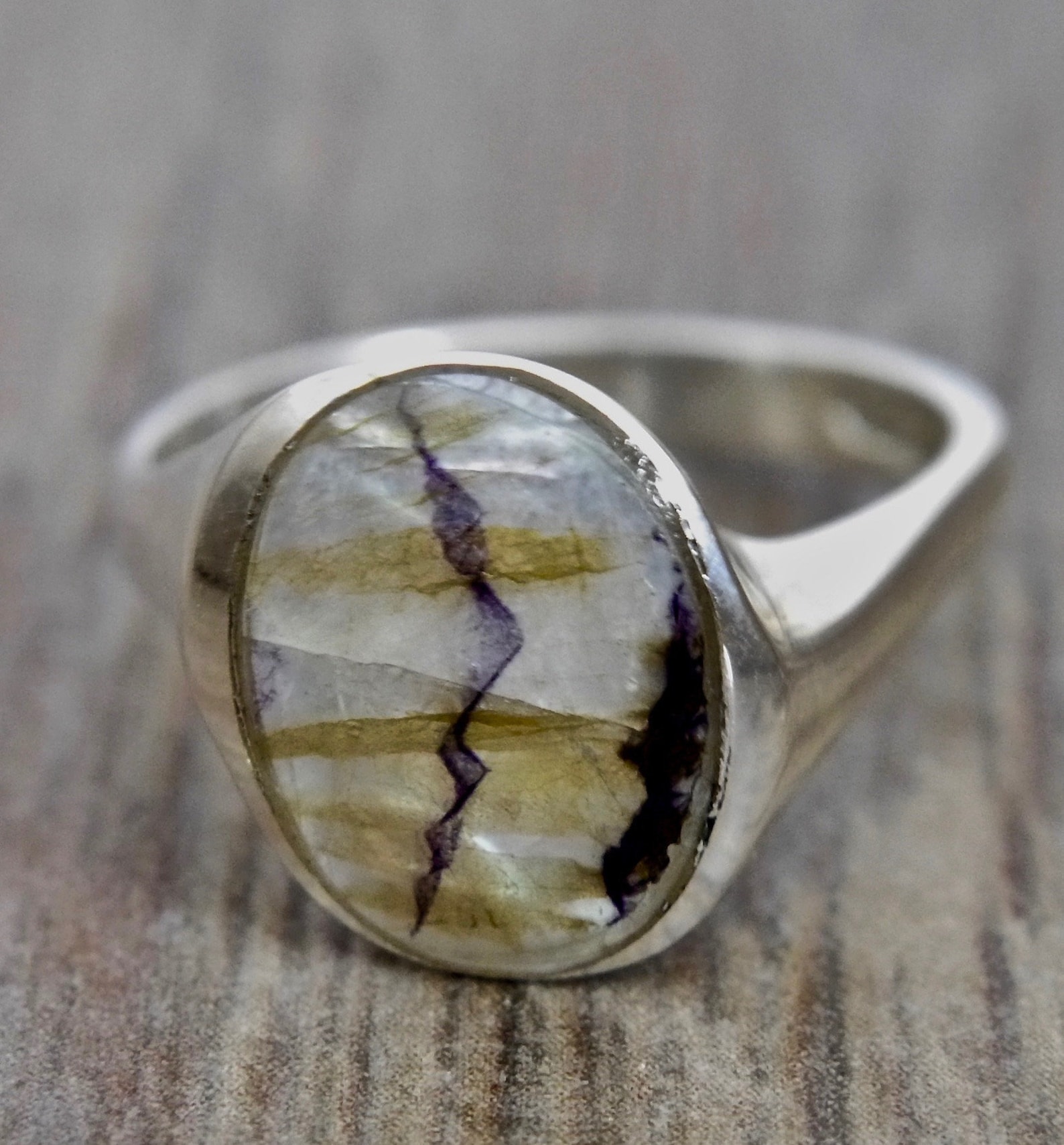 Blue John Ring Womens Ring Handmade Silver Ring Oval Stone - Etsy
