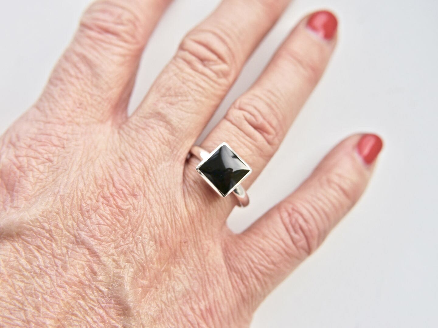 Whitby Jet Ring Handmade Ring Silver Square - Etsy UK