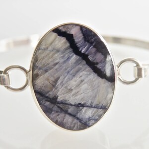 Whitby Jet Bangle- Handmade - Sterling Silver - Tension Bangle Set With ...