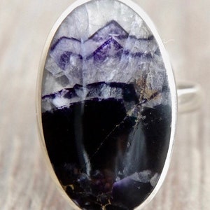 Blue John Ring Handmade Silver Ring Set With an Oval Blue John Stone - Etsy