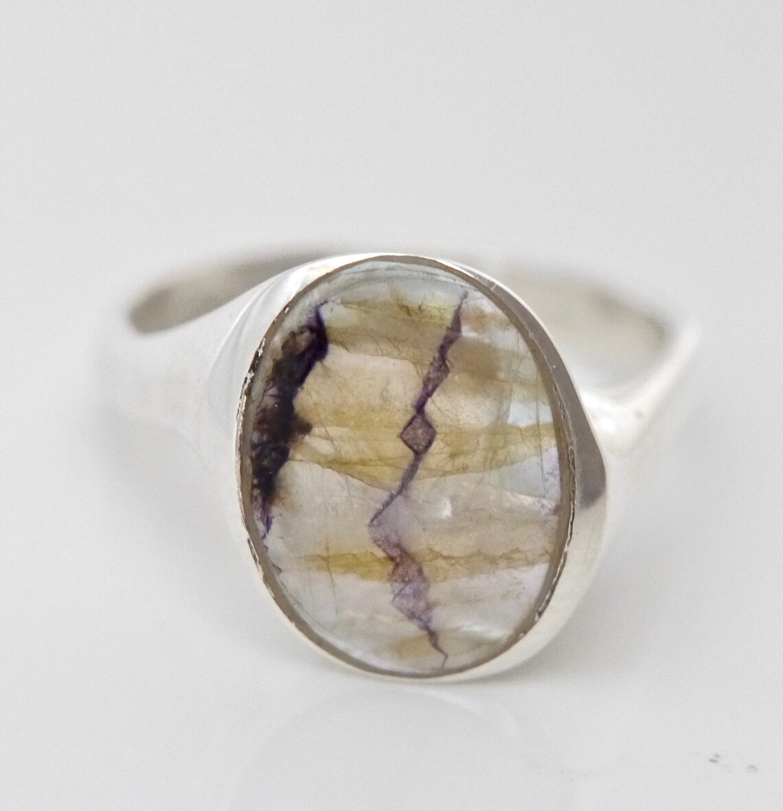 Blue John Ring Womens Ring Handmade Silver Ring Oval Stone - Etsy