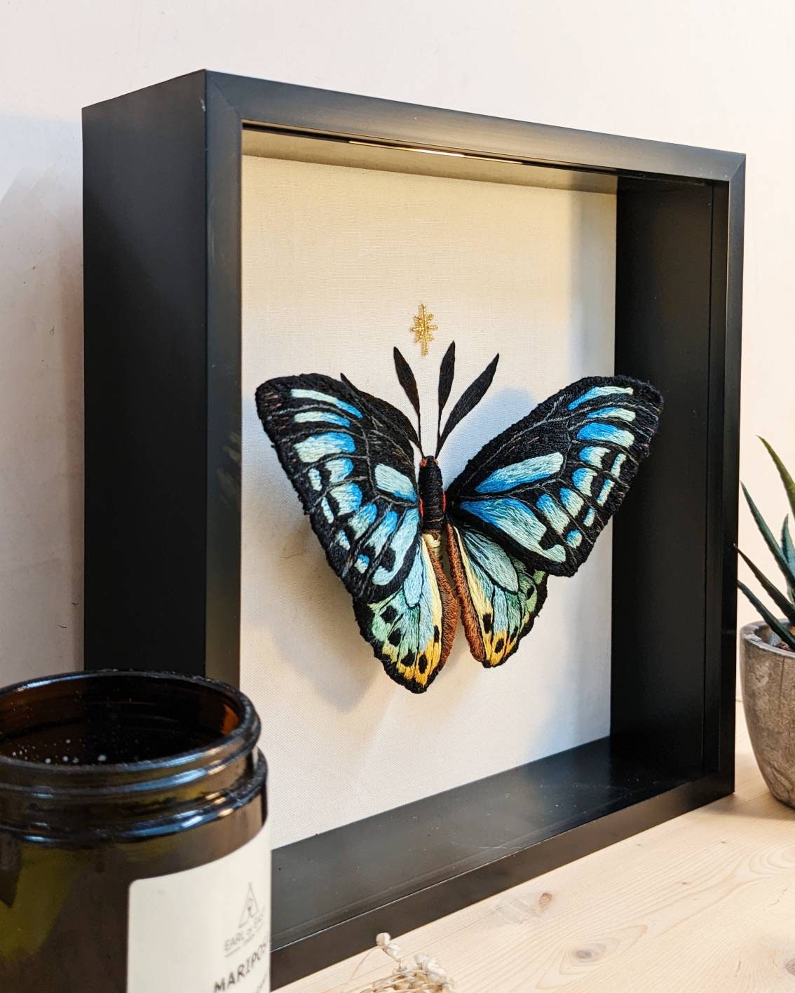 Realistic 3D Butterfly Embroidery Art Framed Birdwing Faux - Etsy