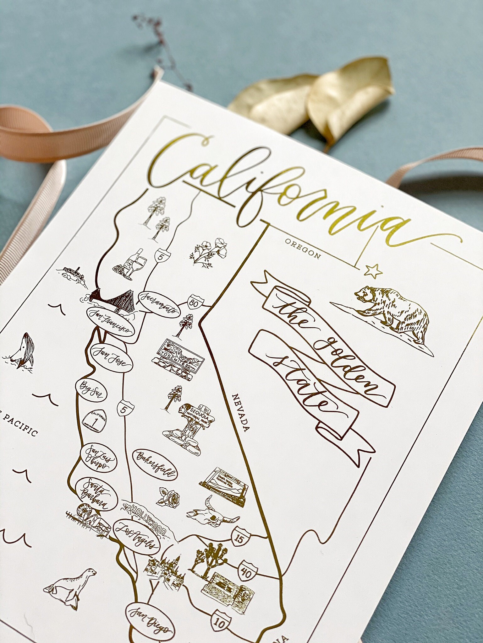 California Illustrated State Map California Map California - Etsy