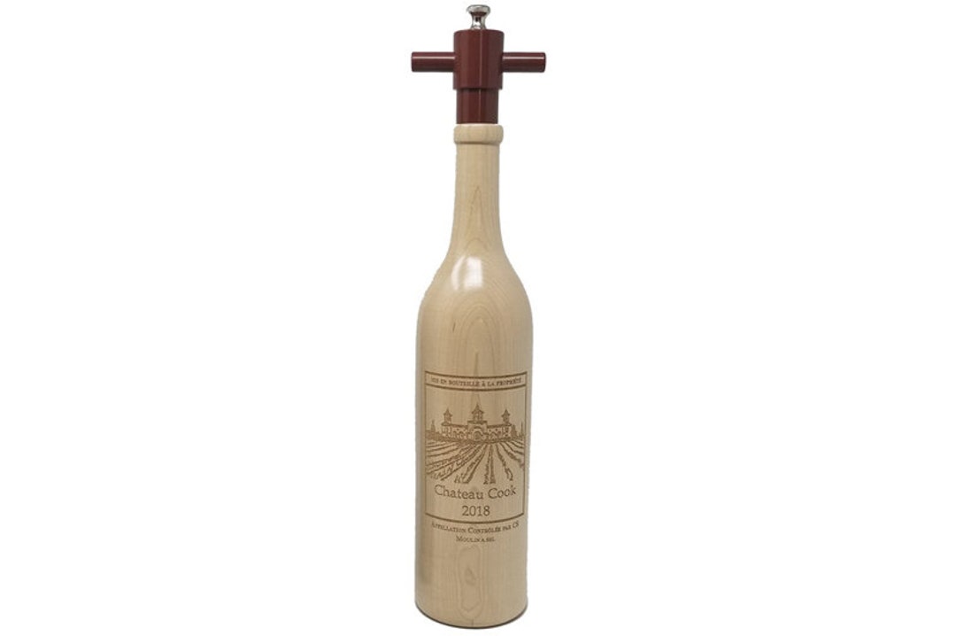 Personalized Wine Bottle Salt Mill, Chateau Edition (new), Natural ...