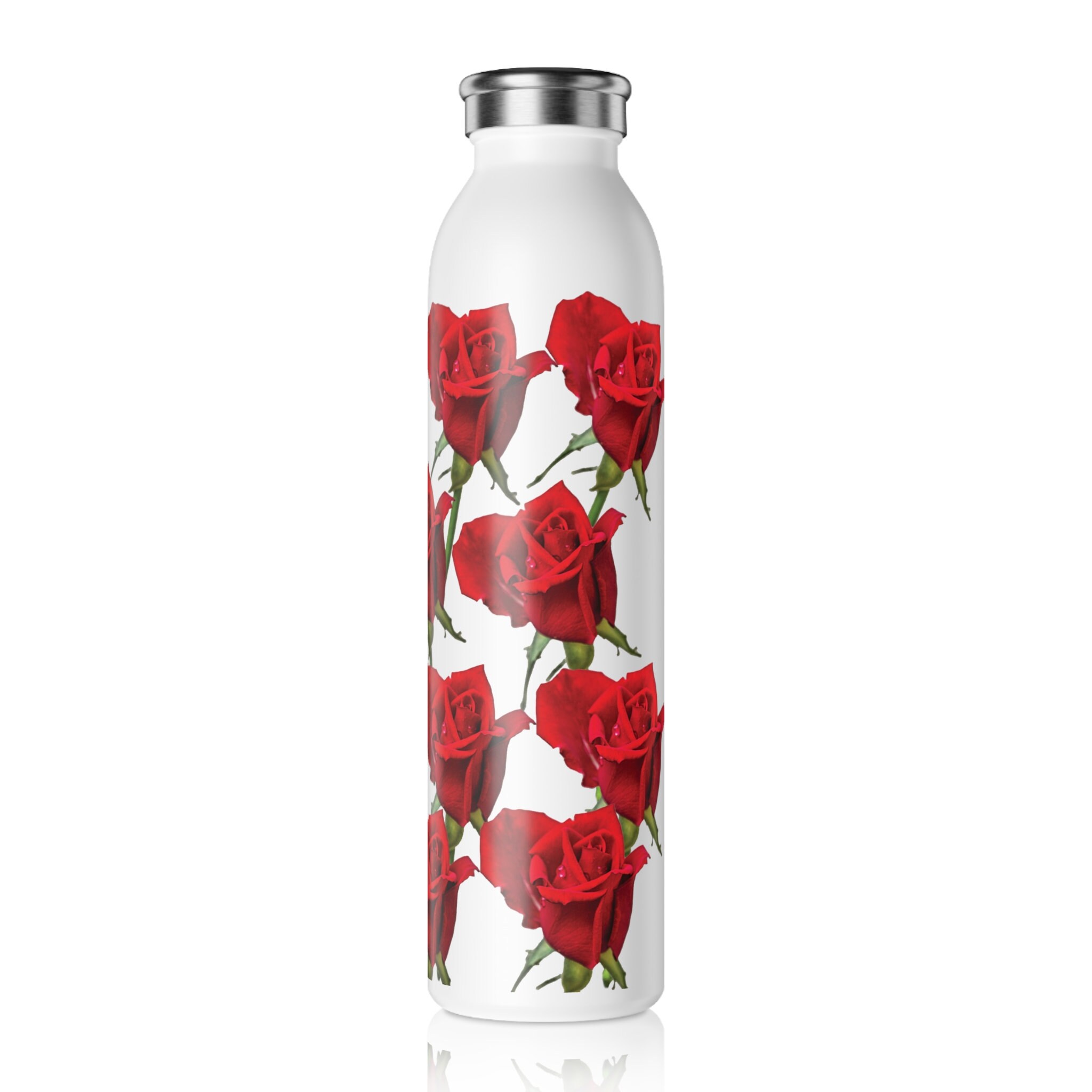 Dozen Red Roses Slim Water Bottle - Etsy