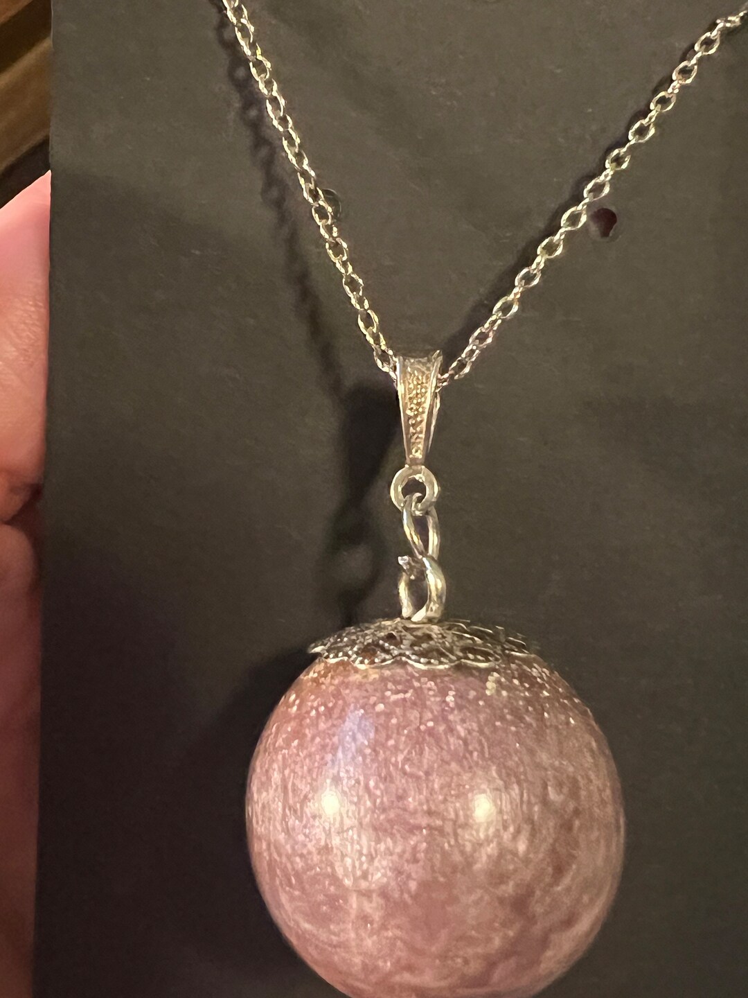 Purplish Silver Resin Sphere Pendent Necklace - Etsy