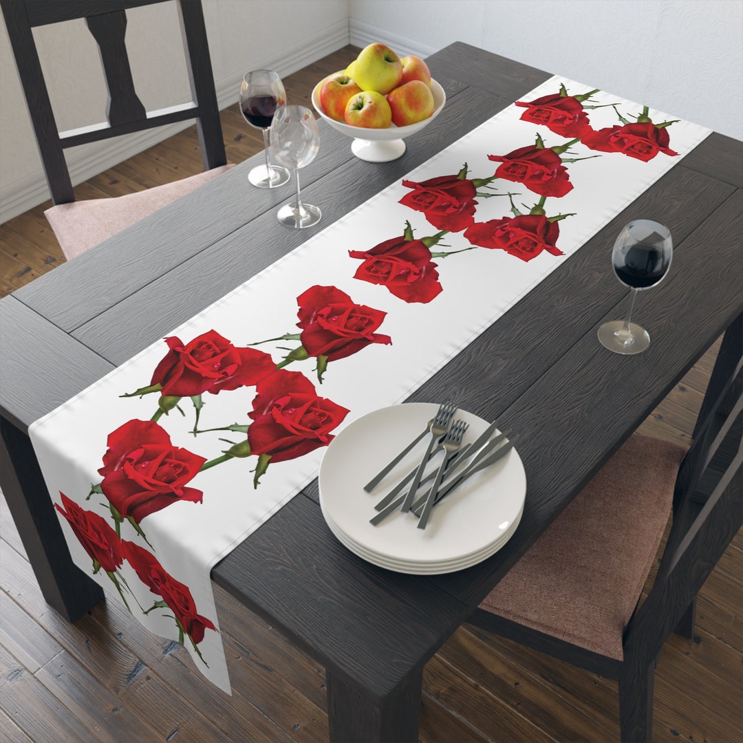 Dozen Red Roses Table Runner (cotton, Poly) Valentine Wedding Formal ...