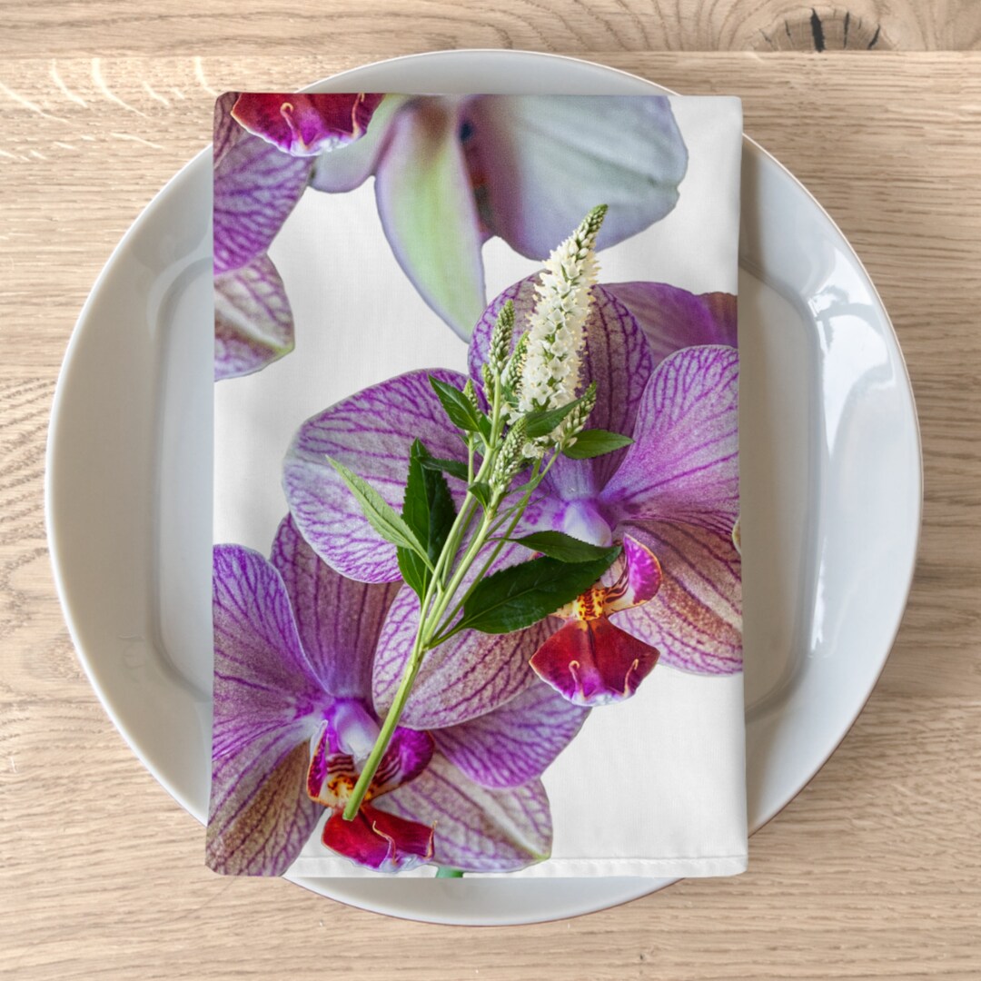 Blooms of Elegance Pink Orchids Adorning Napkins Set of 4 Elegant Table ...