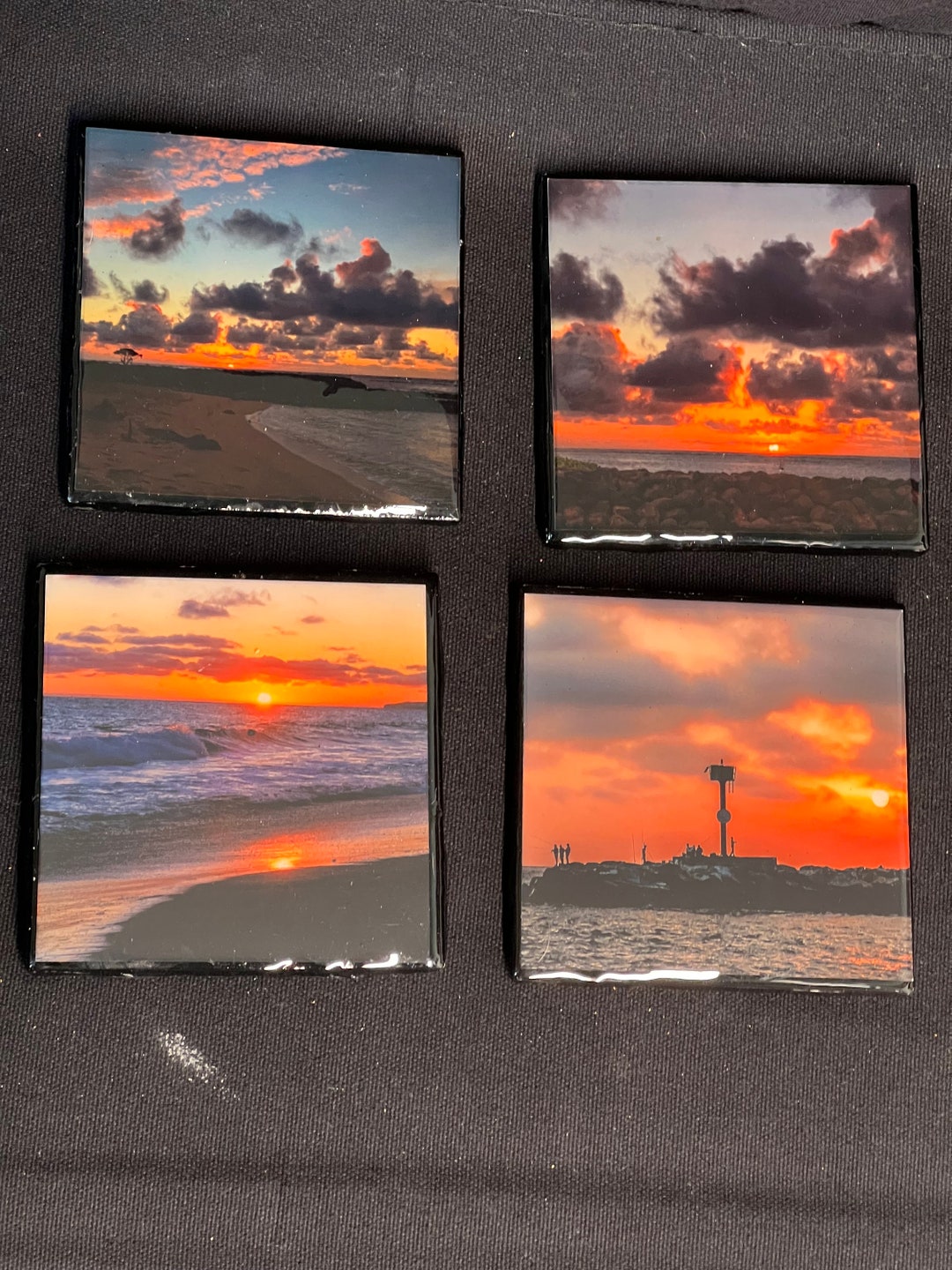 Ocean Sunset Photo Coaster Set - Etsy